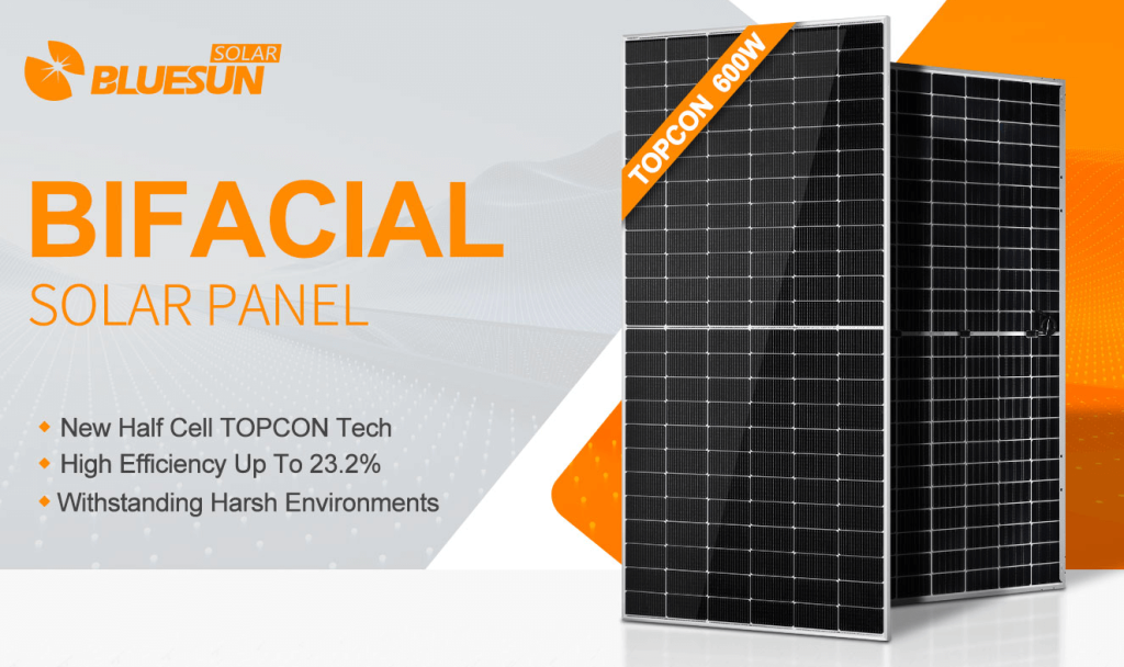 TOPCon N Type 650W Bifacial Solar Panel - Bluesun Solar