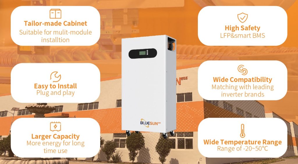 Vertical Low Voltage 51.2V 280Ah Lithium Battery - Bluesun Solar