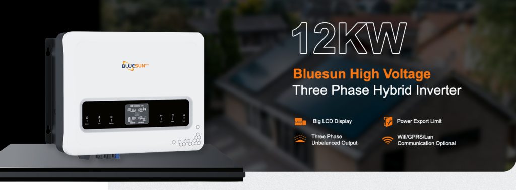 High Frequency 10kW 12kW AC 3 Phase Hybrid Solar Inverter - Bluesun Solar